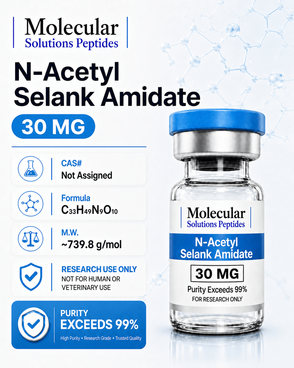 N-Acetyl Selank Amidate 30mg | Cognitive & Anxiety Research Peptide ...
